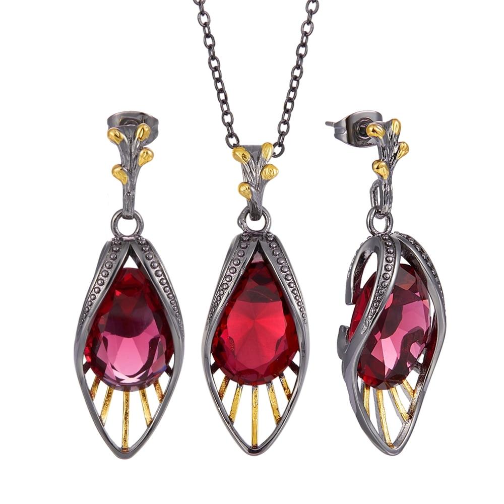 Delicate Red Water Drop Jewelry Set